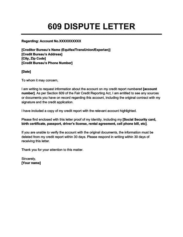 What Is A 609 Dispute Letter Does It Work With Samples 